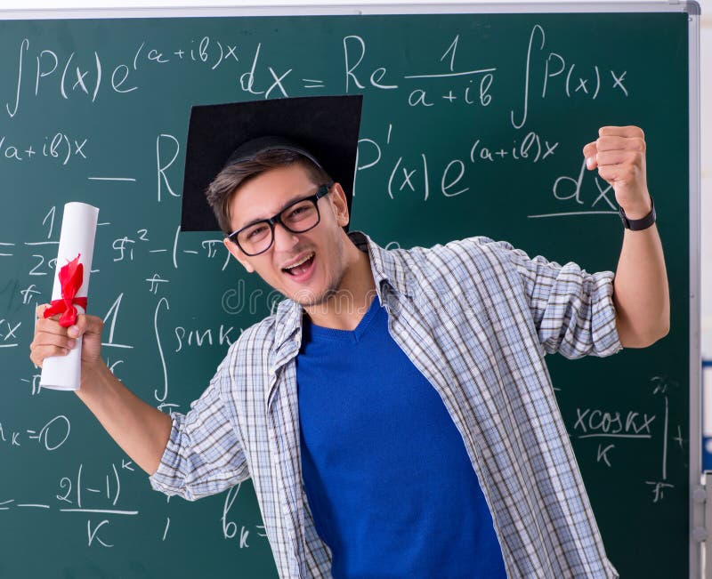 Young Male Student Studying Math at School Stock Image - Image of ...