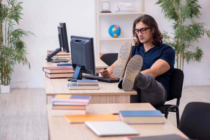 Young Male Student in Tele-education Concept Stock Photo - Image of ...