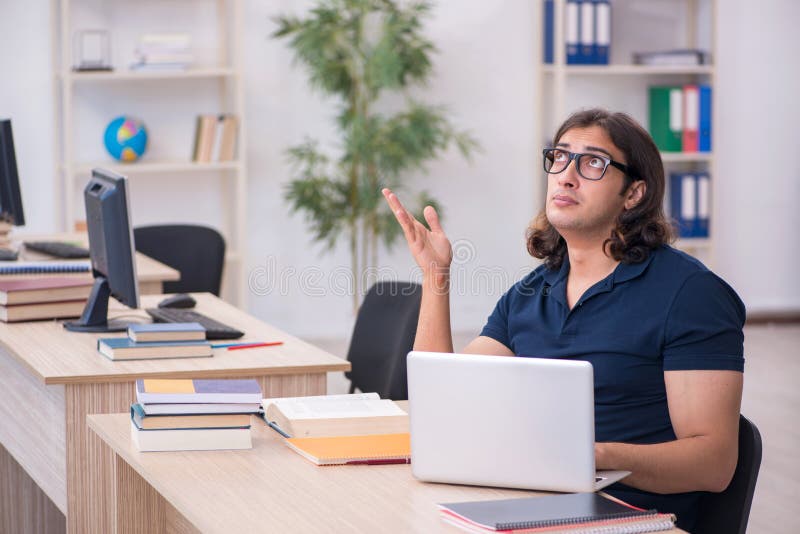 Young Male Student in Tele-education Concept Stock Photo - Image of ...