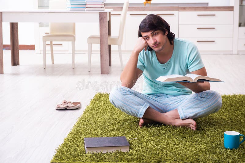 Young Male Student Unhappy with Excessive Work at Home Stock Image ...