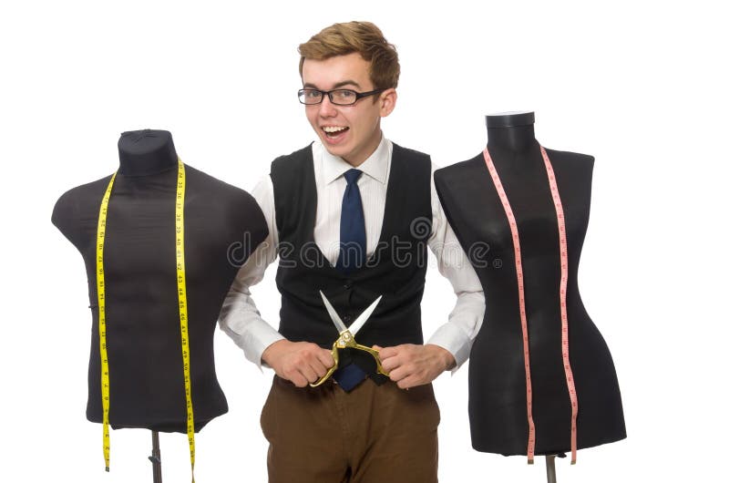 Young Male Tailor Isolated on White Stock Photo - Image of official ...