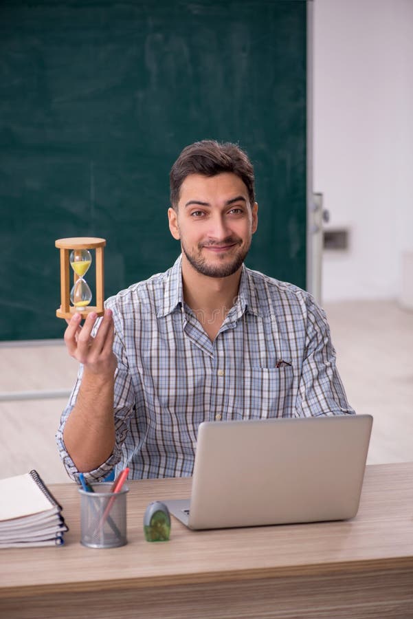 Young Male Teacher in Time Management Concept Stock Image - Image of ...