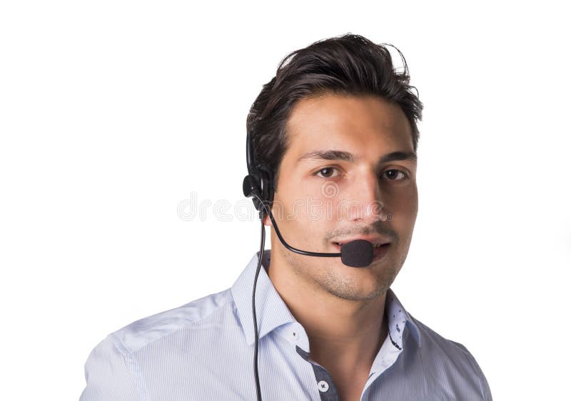 Young Male Telemarketer or Call Center Operator Stock Image - Image of ...