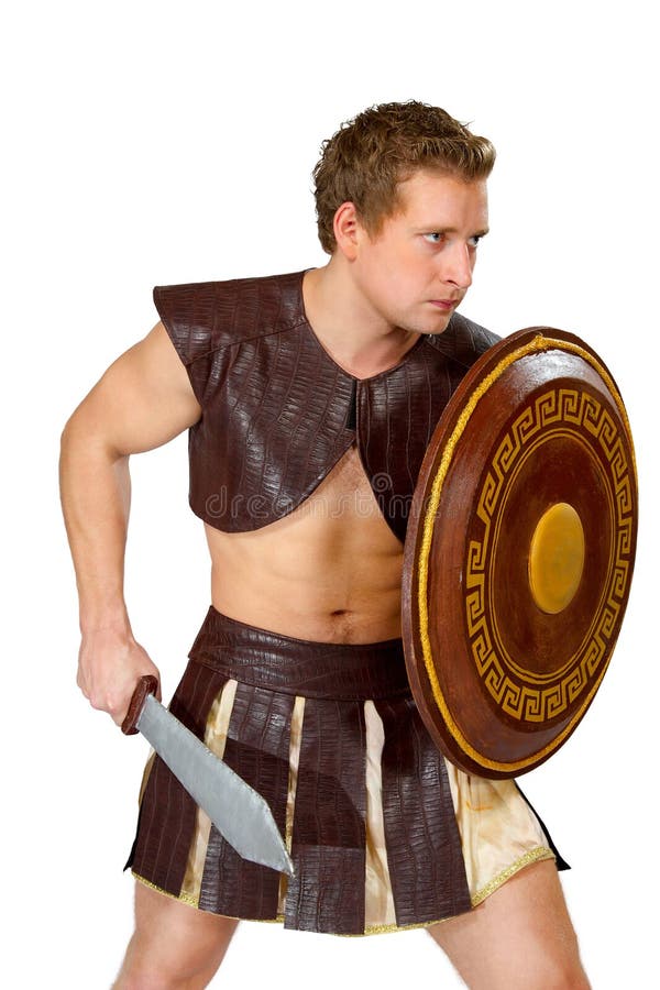 Young Male Warrior with a Shield Stock Image - Image of head, centurion ...