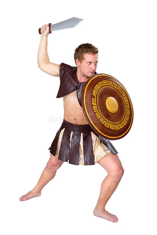 Young Male Warrior with a Shield Stock Image - Image of school, ancient ...