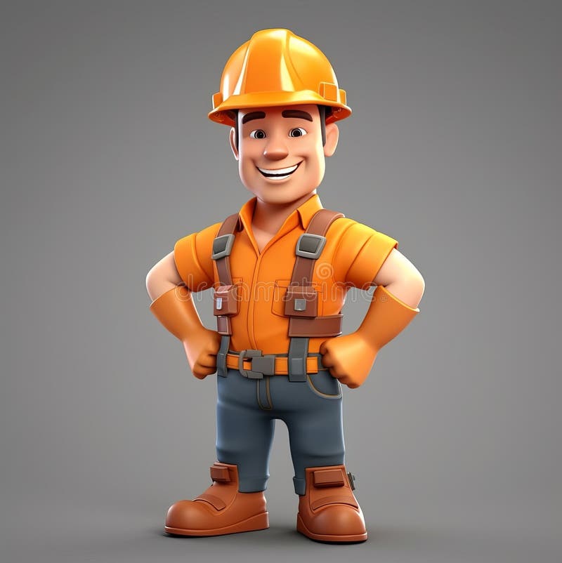 A Young Male Worker Smiles in a Construction Helmet Stock Illustration ...