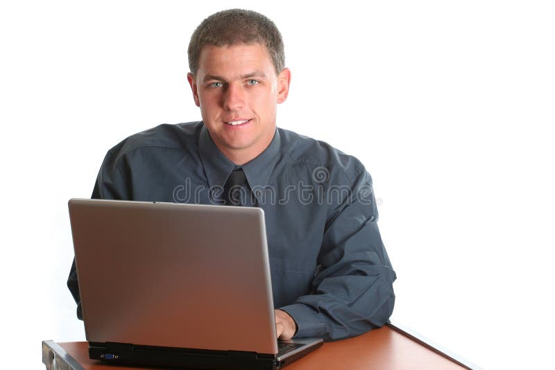 Young Male Working on Laptop Stock Image - Image of white, mobile: 2394341