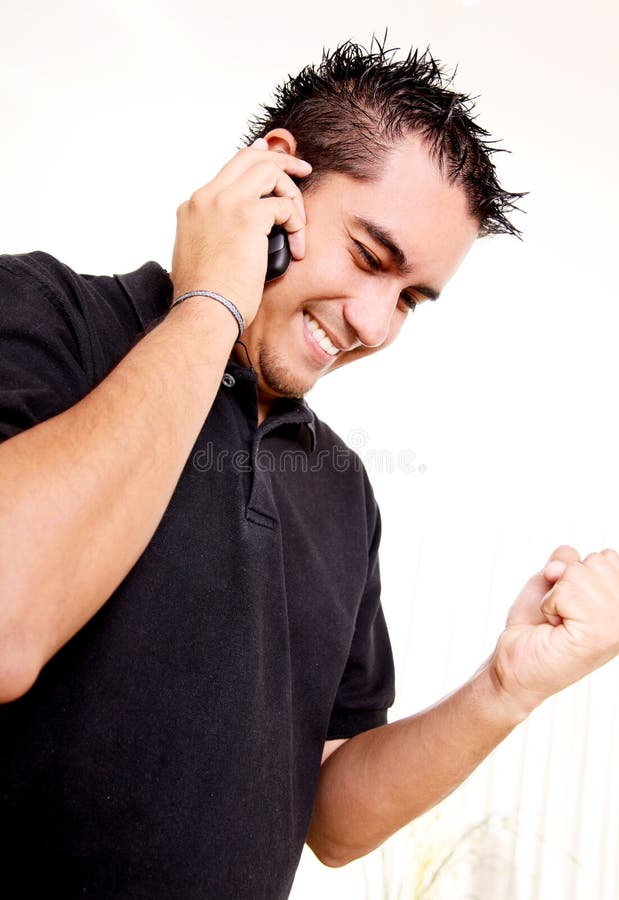 Man Talking on Cell Phone and Wishing Goodluck Stock Photo - Image of ...