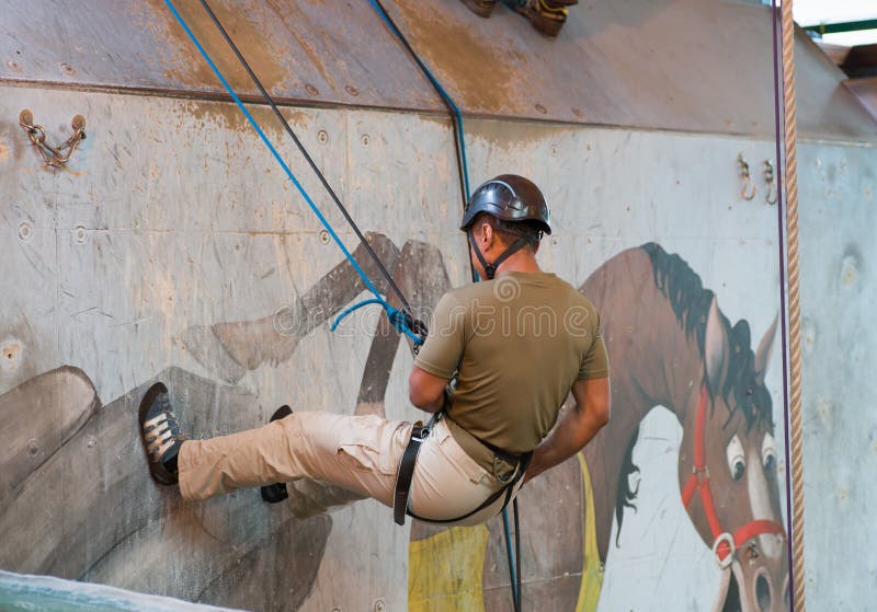 Young Man Abseiling editorial stock image. Image of hope - 97443689
