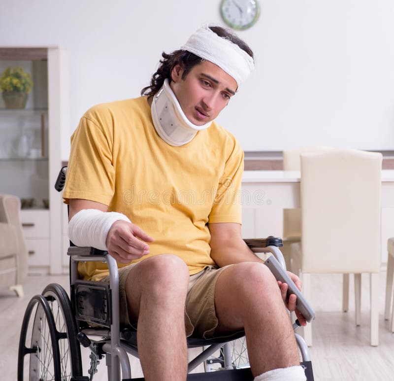 Young Man after Accident Recovering at Home Stock Photo - Image of ...