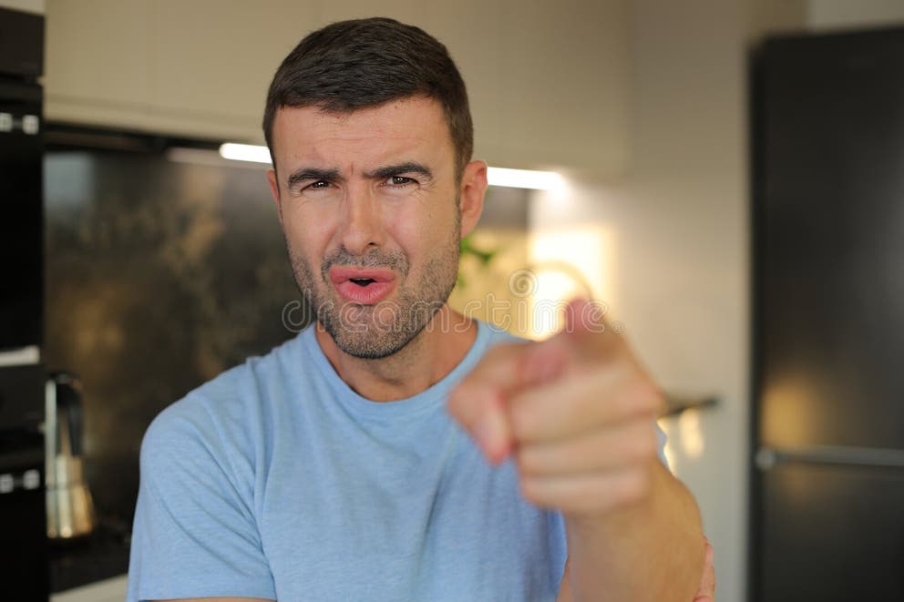 Young Man Accusing Someone of Doing Something Wrong with Hand Gesture ...