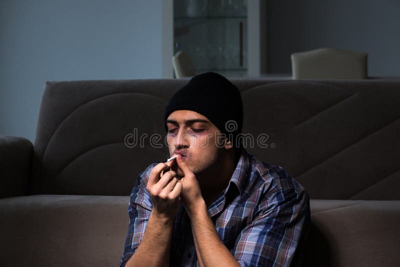 The Young Man in Agony Having Problems with Narcotics Stock Image ...