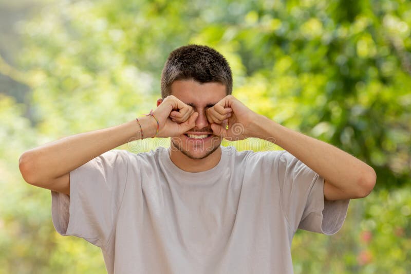 Young Man with Allergic Reaction Stock Image - Image of itchy, itching ...