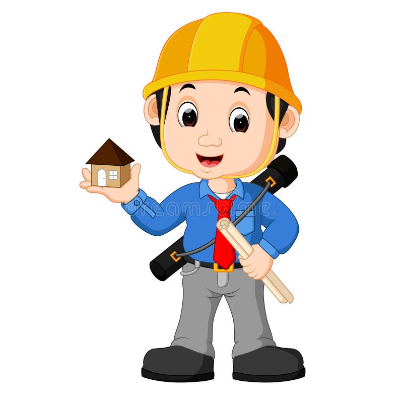 Young Man Architect Cartoon Stock Vector - Illustration of elegant ...