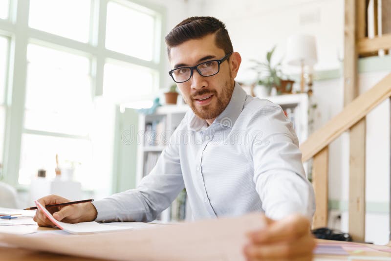 Young Man Architect in Office Stock Photo - Image of office ...