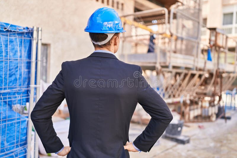 Young Man Architect Standing on Back View at Street Stock Image - Image ...