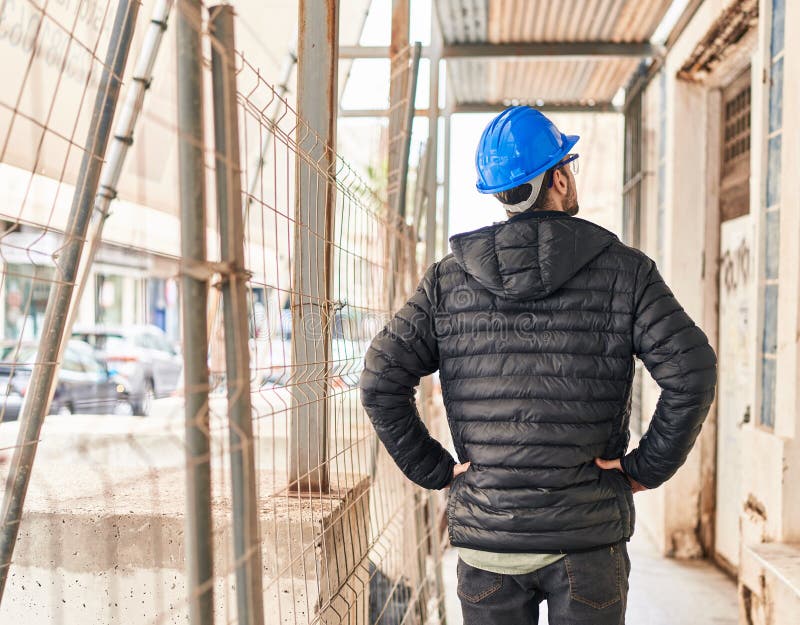 Young Man Architect Standing on Back View at Street Stock Image - Image ...