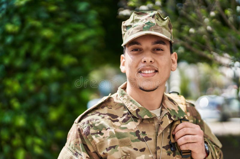 Young Man Army Soldier Smiling Confident Standing at Park Stock Image ...