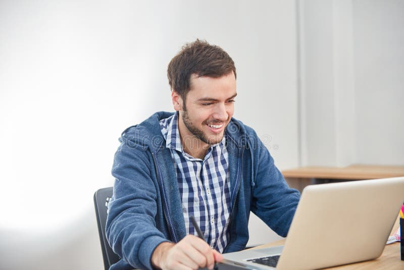 Young Man As a Computer Scientist at the Laptop PC Stock Photo - Image ... Young Man As a Computer Scientist at the Laptop PC Stock Photo - Image ...