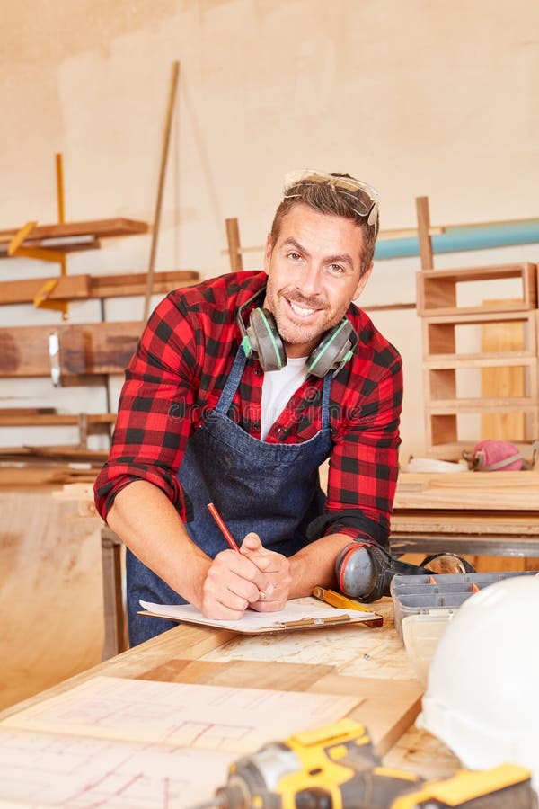 Young Man As a Craftsman with Checklist Stock Photo - Image of collar ...