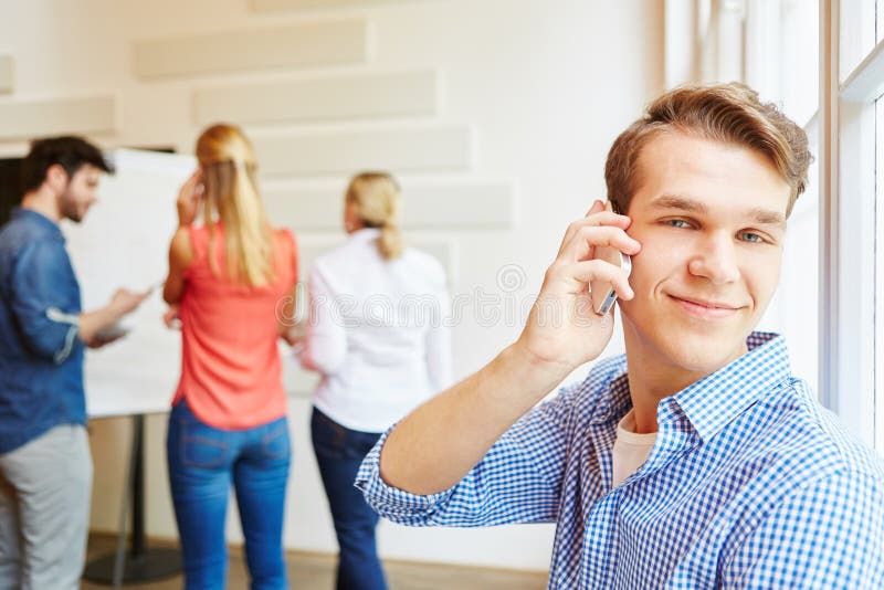 Student Calling by Phone on Campus Stock Image - Image of calling ...