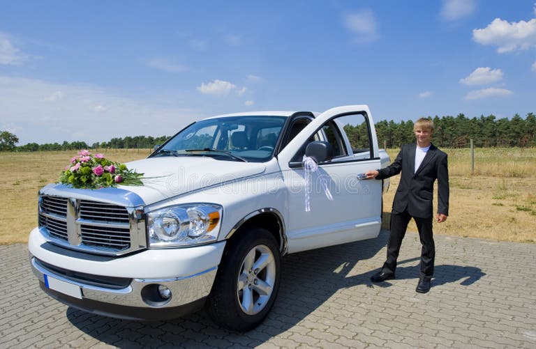 Young Man As Wedding Driver Stock Photo - Image of park, decorate: 15109362