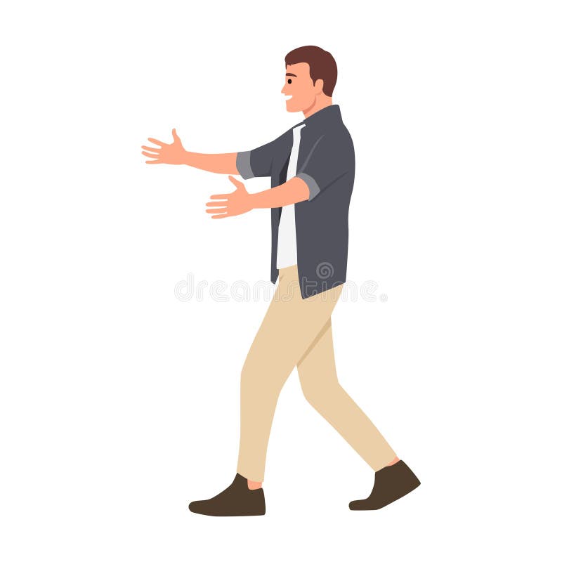 Young Man Ask for a Hug Side View Stock Illustration - Illustration of ...