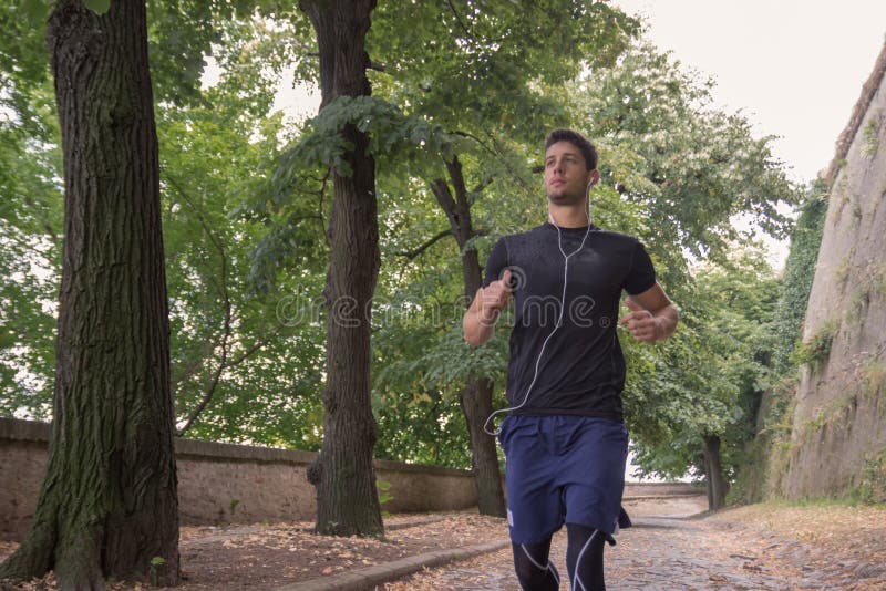 Young Man Athlete Jogger Runner Close Up Outdoors Stock Image - Image ...