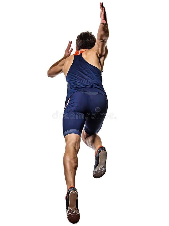 Young Man Athletics Runner Running Sprinter Sprinting Isolated White ...