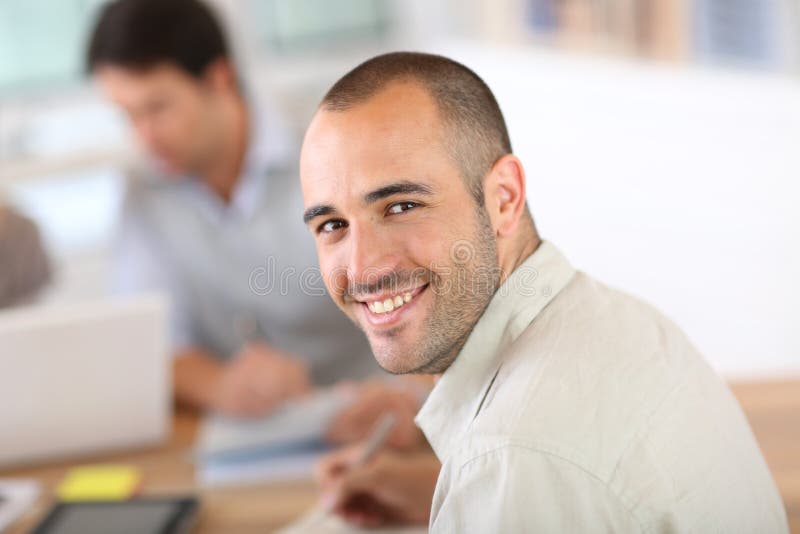 Young Man Attending Business Class Stock Image - Image of internship ...