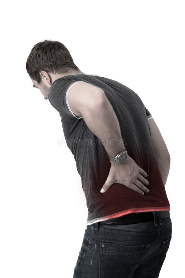 Young Man with back pain stock photo. Image of hand, medicine - 26305744