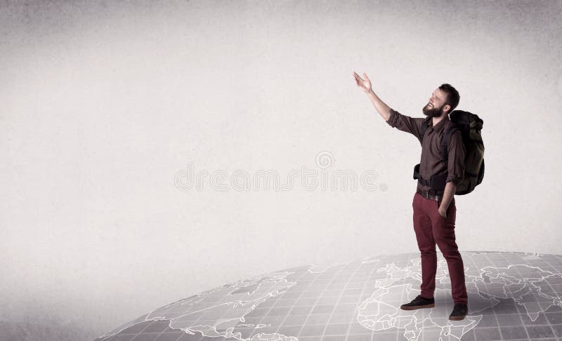 Young man with a backpack stock image. Image of grunge - 115234059