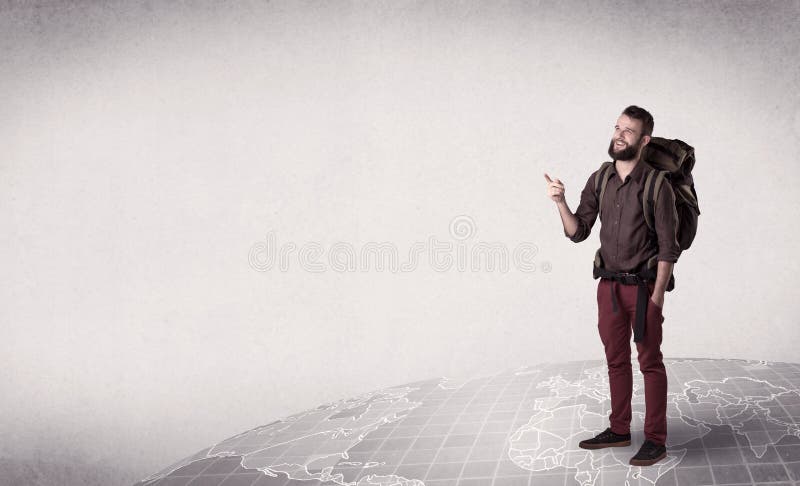 Young man with a backpack stock image. Image of male - 92685923