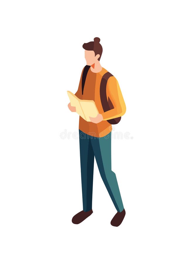 Young Man with Backpack and Paper Stock Vector - Illustration of study ...