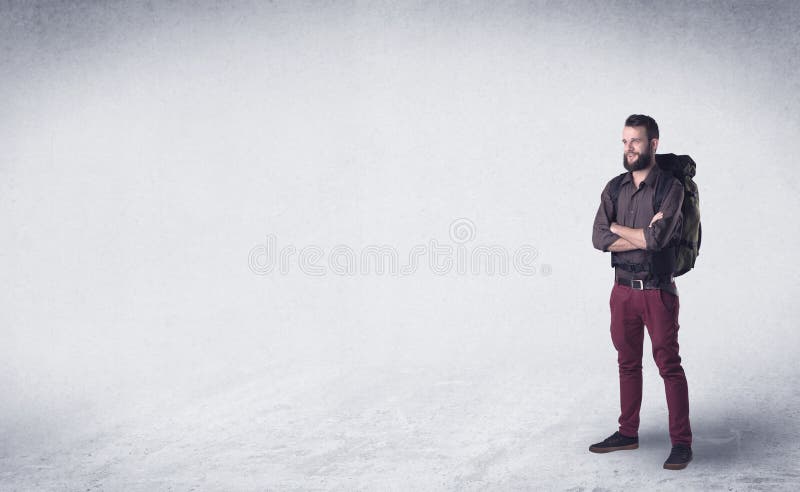 Young man with a backpack stock photo. Image of leisure - 88065404