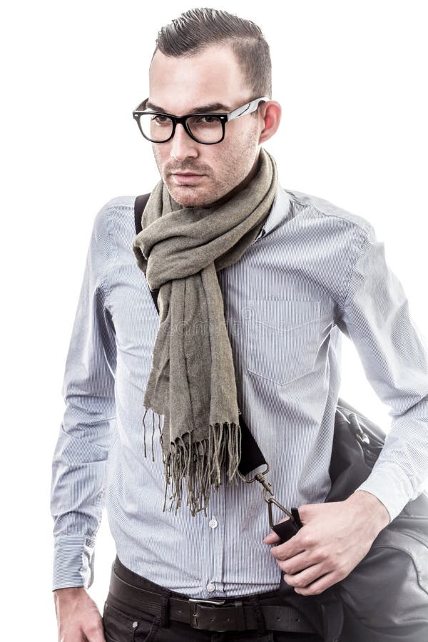 Young man with bag stock photo. Image of handsome, pose - 42191502