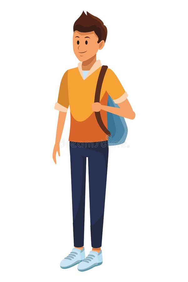 Young man with bag stock vector. Illustration of action - 140689106