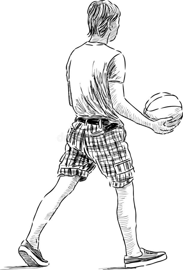 Young man with the ball stock vector. Illustration of stepping - 33464242