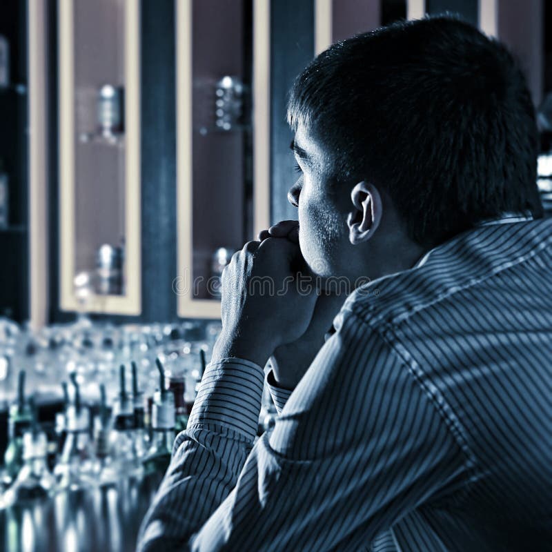 Young Man at the Bar stock photo. Image of filtered, closeup - 59733602