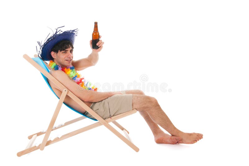 Young Man at the Beach Drinking Beer Stock Image - Image of beer, young ...