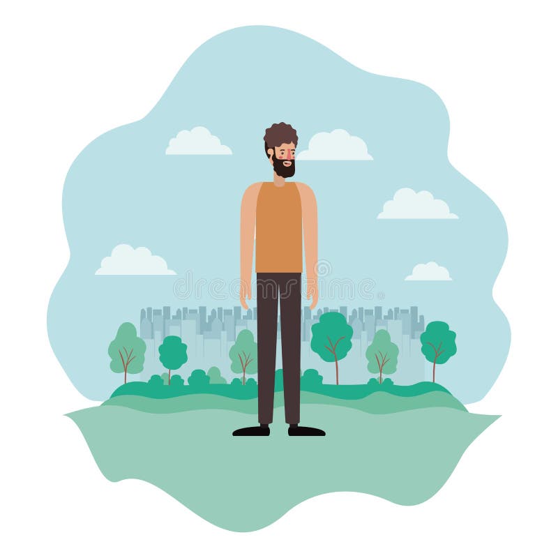 Young Man with Beard on the Camp Avatar Character Stock Vector ...