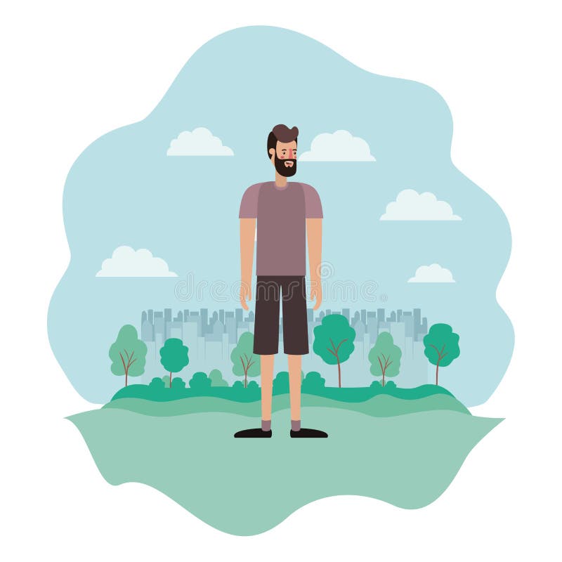 Young Man with Beard on the Camp Avatar Character Stock Vector ...