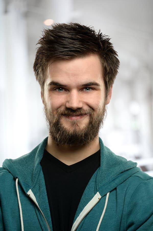 Young Man with Beard Indoors Stock Image - Image of building, inside ...