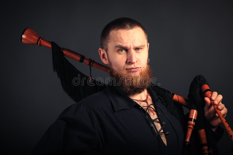 Severe scottish piper stock image. Image of fashion, fringe - 29978267