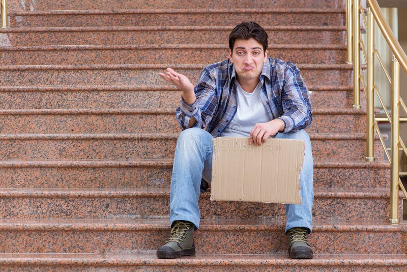 Young Man Begging Money on the Street Stock Image - Image of money ...