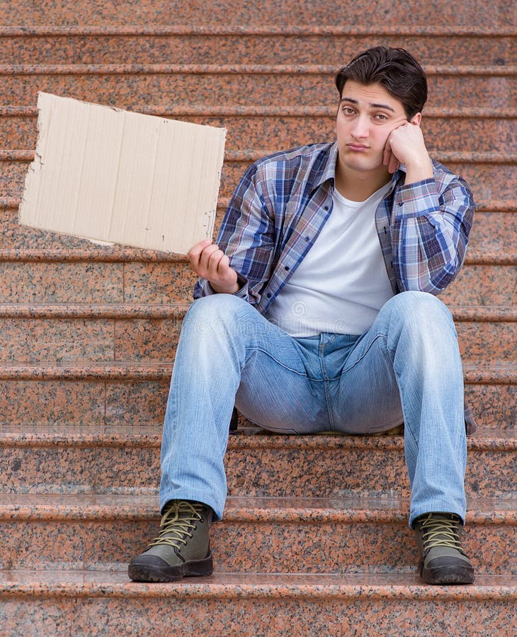 Young Man Begging Money on the Street Stock Image - Image of insolvent ...
