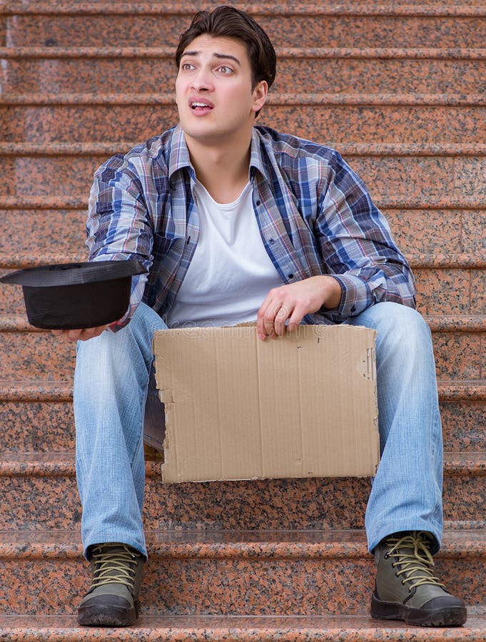Young Man Begging Money on the Street Stock Photo - Image of insolvent ...