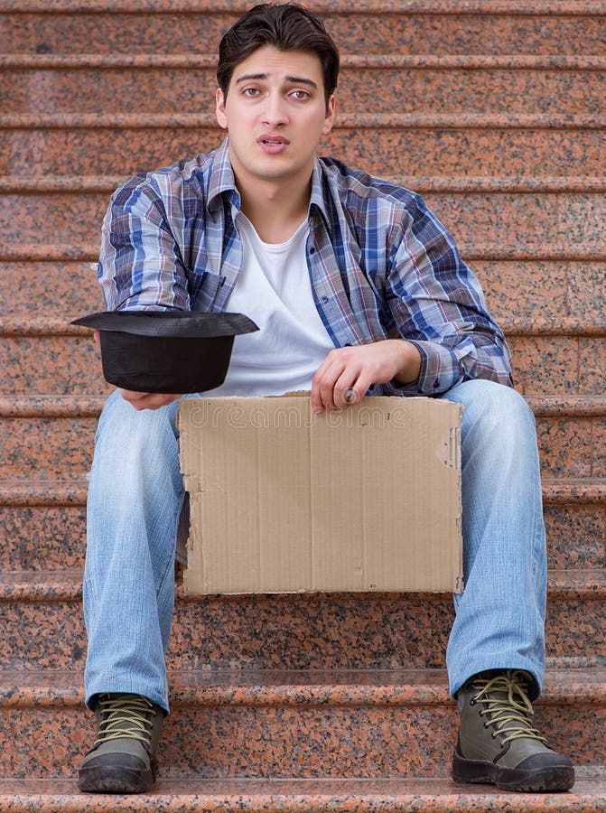 Young Man Begging Money on the Street Stock Photo - Image of manager ...