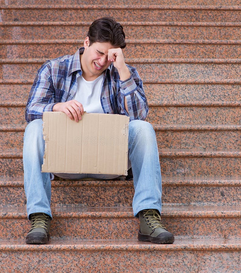 Young Man Begging Money on the Street Stock Image - Image of employer ...