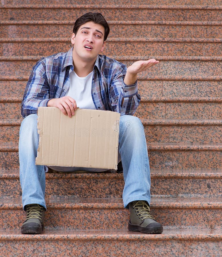 Young Man Begging Money on the Street Stock Photo - Image of desperate ...